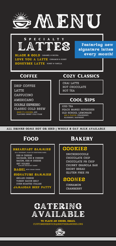 Cafe Menu – Brother Andre's Cafe